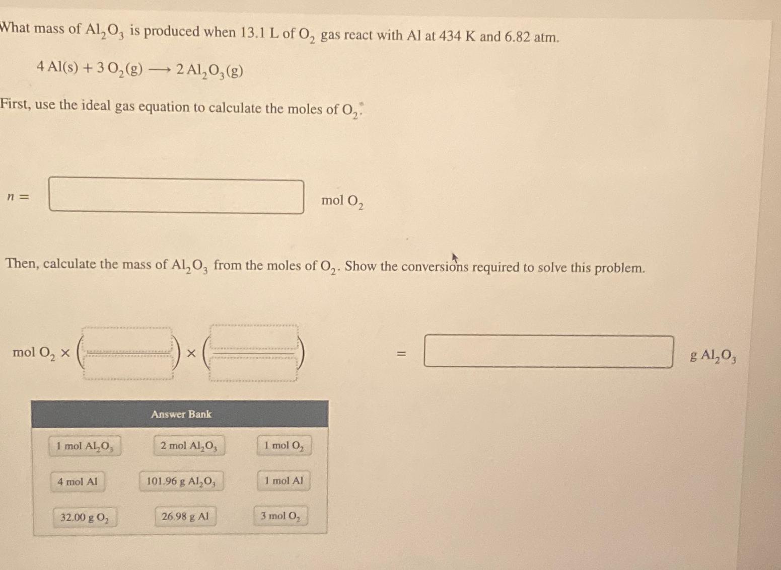 Solved What mass of Al_(2)O_(3) is produced when 13.1L of | Chegg.com