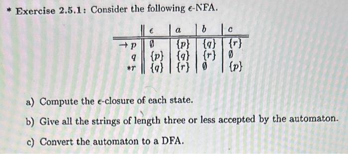 Solved Exercise 2.5.1: Consider the following ϵ-NFA. a) | Chegg.com