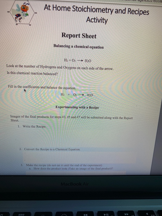 At Home Stoichiometry and Recipes Activity Report | Chegg.com