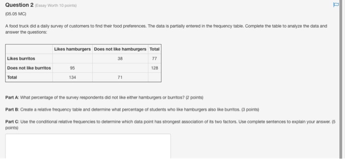 Solved Question 2 Essay Worth 10 points) (05.05 MC) A food | Chegg.com Solved Question 2 Essay Worth 10 points) (05.05 MC) A food | Chegg.com