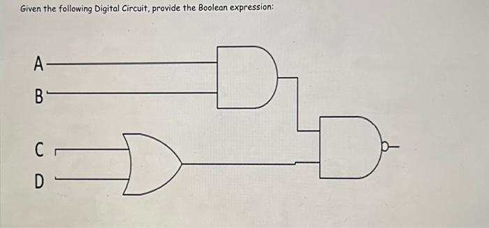 Solved Given the following Digital Circuit, provide the | Chegg.com
