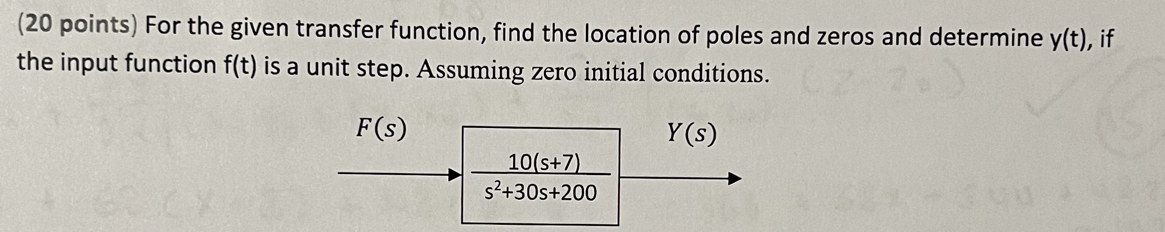 Solved (20 ﻿points) ﻿For the given transfer function, find | Chegg.com