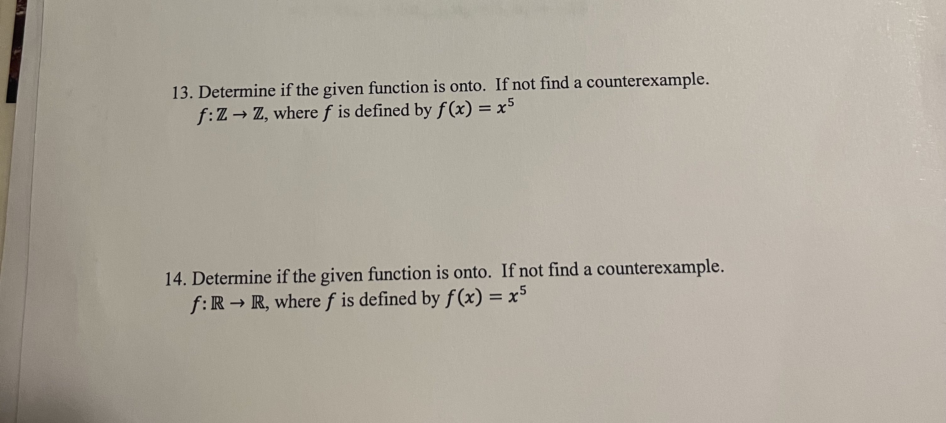 Determine if the given function is onto. If not find | Chegg.com