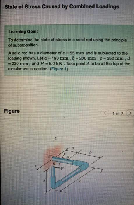 Solved State of Stress Caused by Combined Loadings Learning | Chegg.com