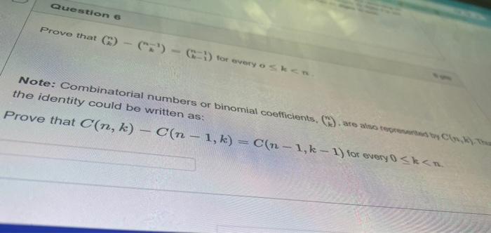 Solved Prove that (Ckn)−(x−1)−(kn−1) for every 0≤k | Chegg.com