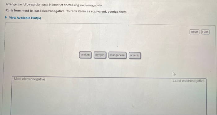Solved Arrange the following elements in order of decreasing | Chegg.com
