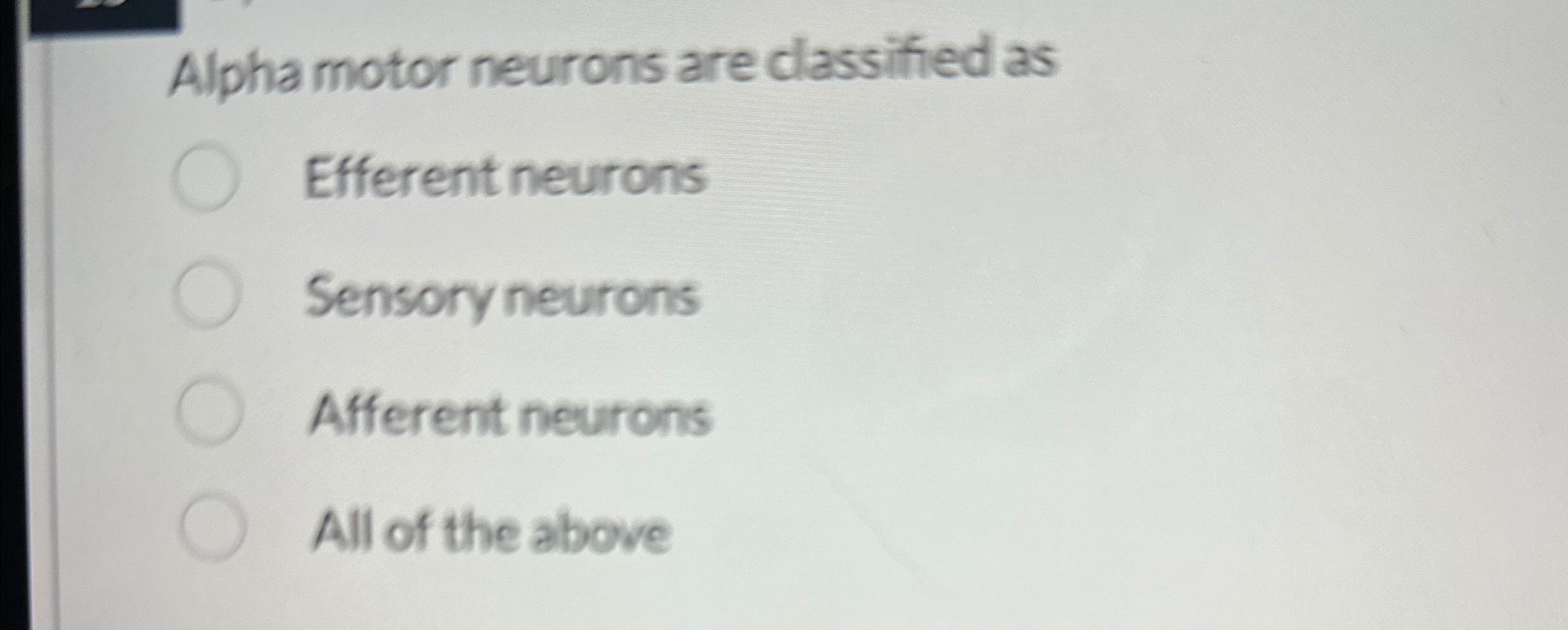 Solved Alpha motor neurons are classified asEfferent | Chegg.com