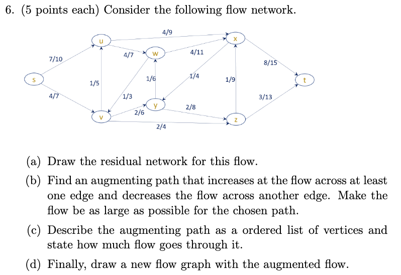 Solved (5 ﻿points each) ﻿Consider the following flow | Chegg.com