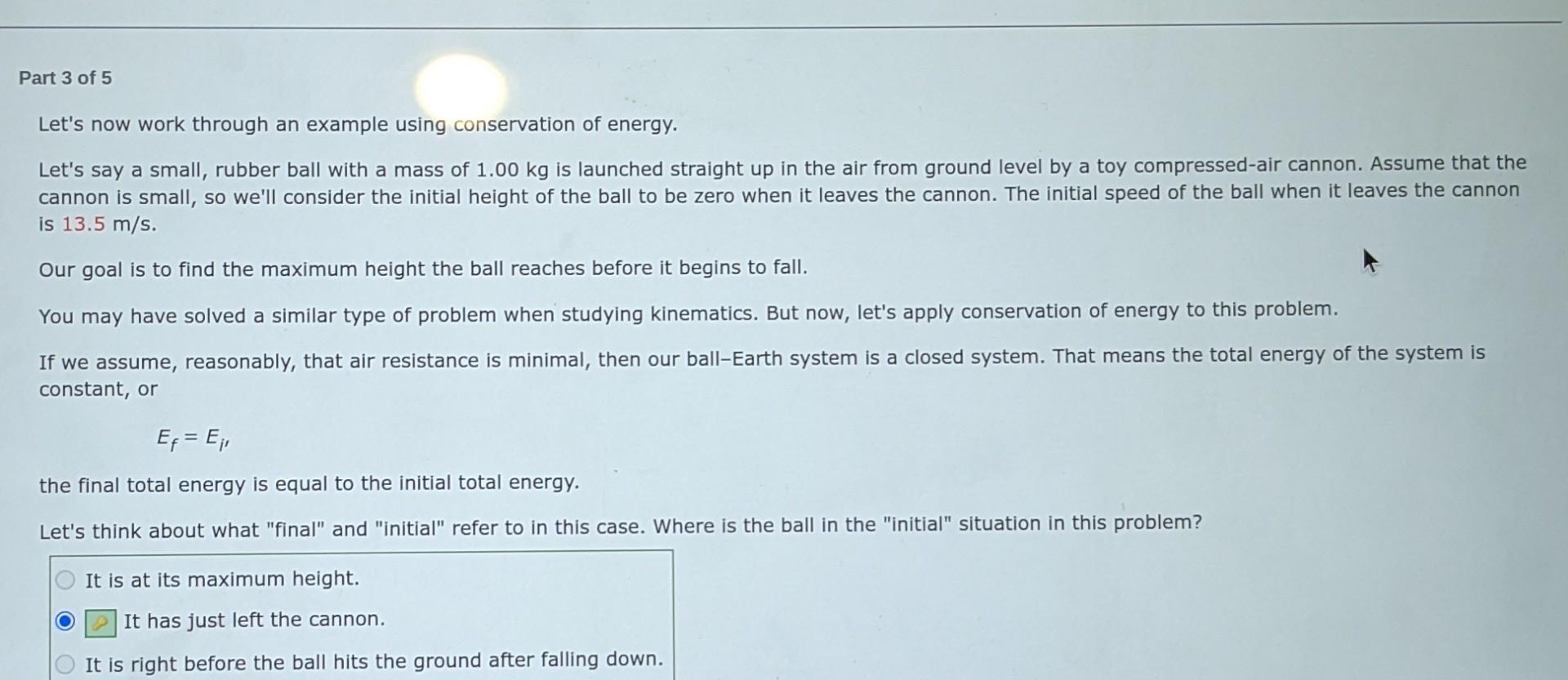 Solved Part 4 of 5 Since the initial potential energy and | Chegg.com