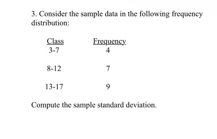Solved 3. Consider the sample data in the following | Chegg.com