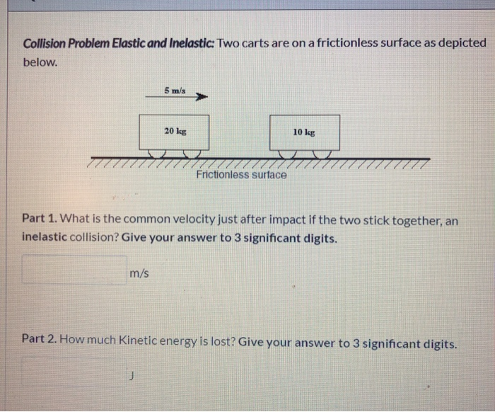 Solved Collision Problem Elastic and Inelastic: Two carts | Chegg.com