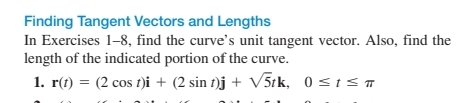 Solved Finding Tangent Vectors and LengthsIn Exercises 1-8, | Chegg.com