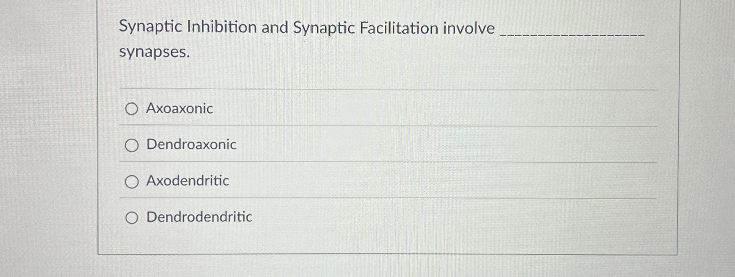 Solved Synaptic Inhibition and Synaptic Facilitation involve | Chegg.com