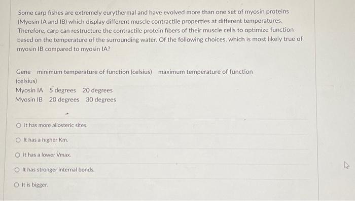 Some carp fishes are extremely eurythermal and have | Chegg.com