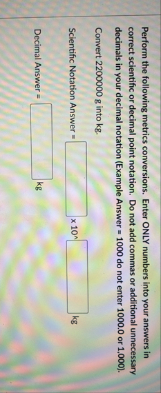 Solved Perform the following metrics conversions. Enter ONLY | Chegg.com