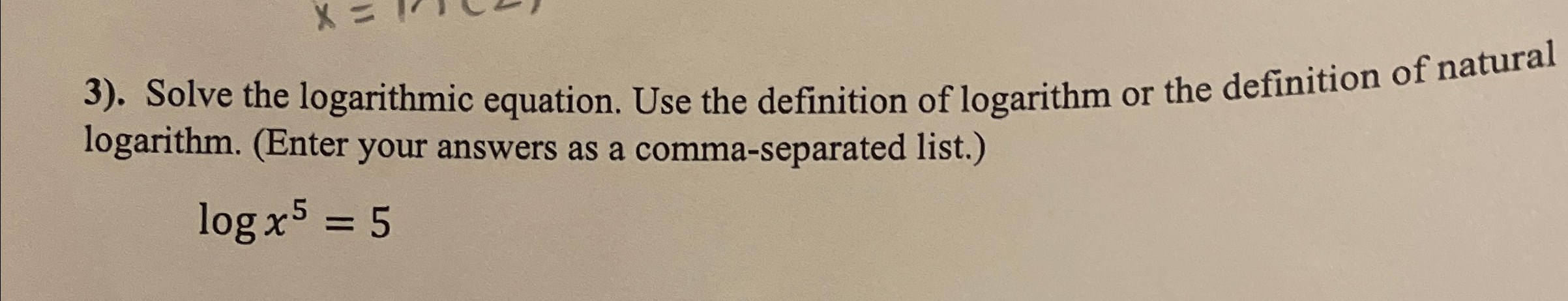 Solved . ﻿Solve the logarithmic equation. Use the definition | Chegg.com