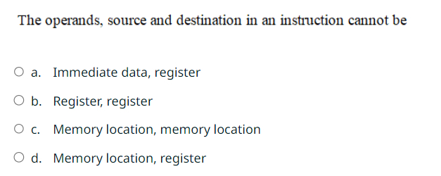 Solved The operands, source and destination in an | Chegg.com