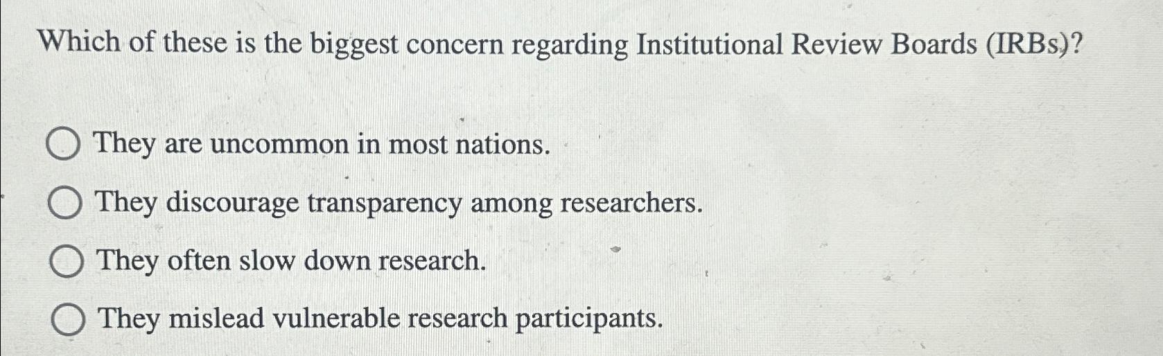 Solved Which of these is the biggest concern regarding | Chegg.com