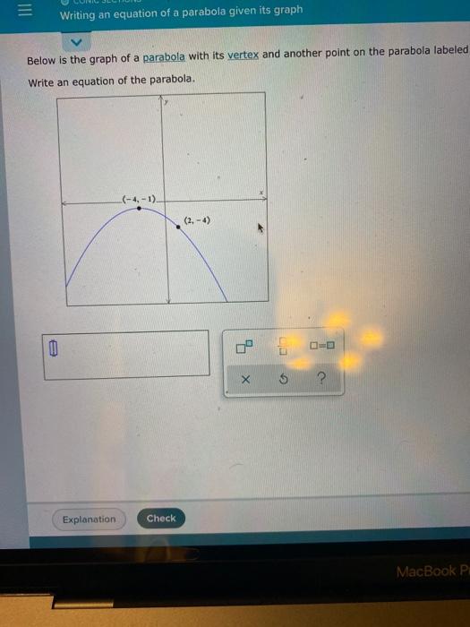Solved Writing an equation of a parabola given its graph | Chegg.com
