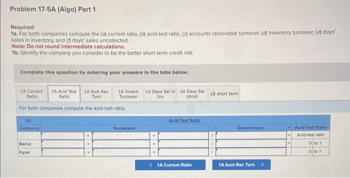 Solved Required information Problem 17-5A (Algo) Comparative | Chegg.com