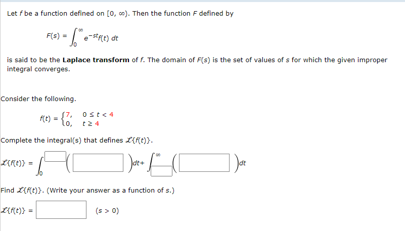 Solved Let f ﻿be a function defined on [0,∞). ﻿Then the | Chegg.com