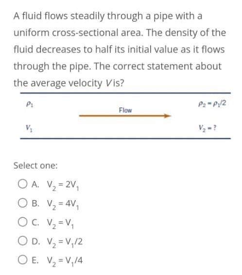 Solved A fluid flows steadily through a pipe with a uniform | Chegg.com