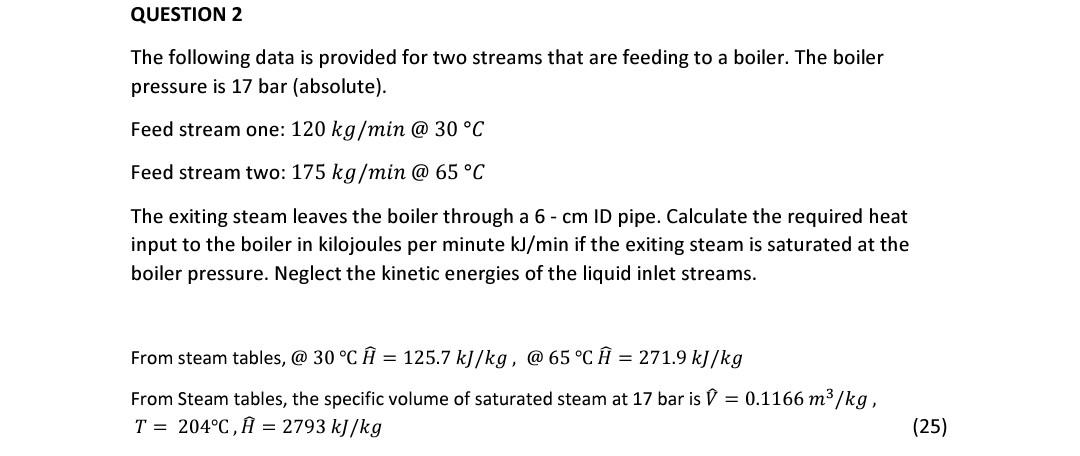 Solved The following data is provided for two streams that | Chegg.com