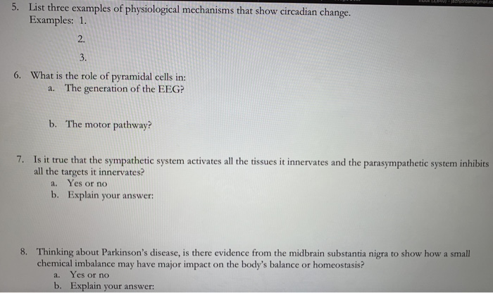 Solved 5. List three examples of physiological mechanisms | Chegg.com