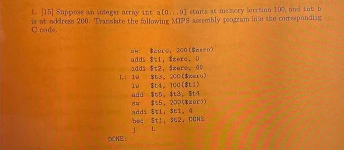 Solved 1 15 Suppose An Integer Array Int A 09 Starts 