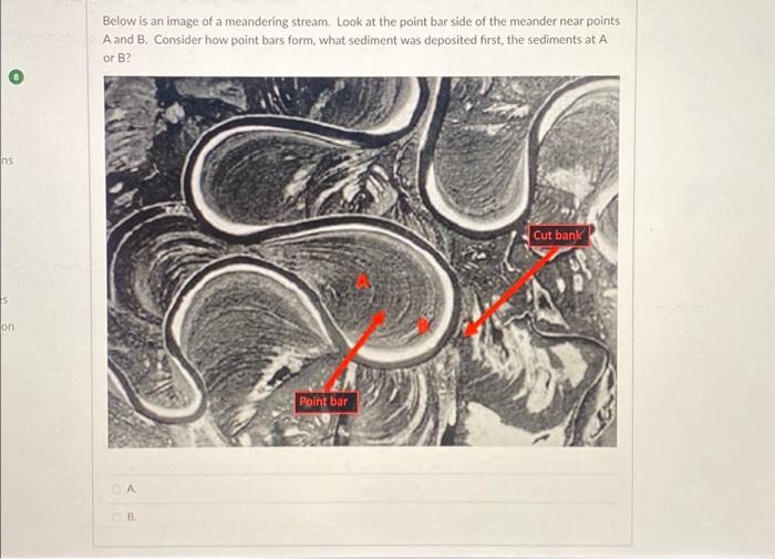 Solved Below is an image of a meandering stream. Look at the | Chegg.com