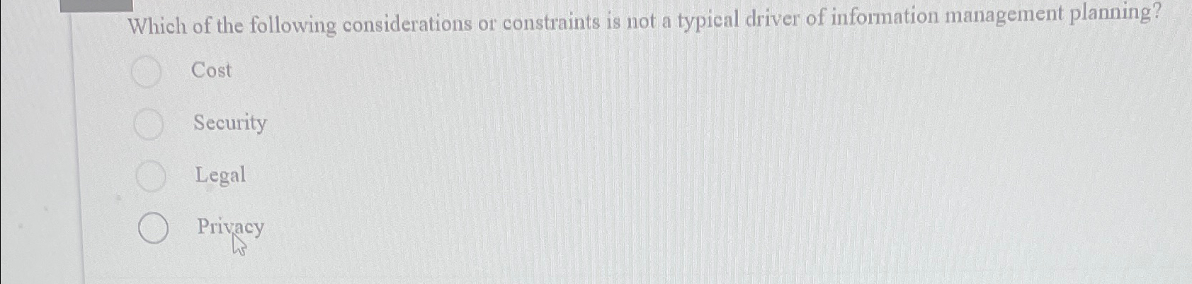Solved Which of the following considerations or constraints | Chegg.com