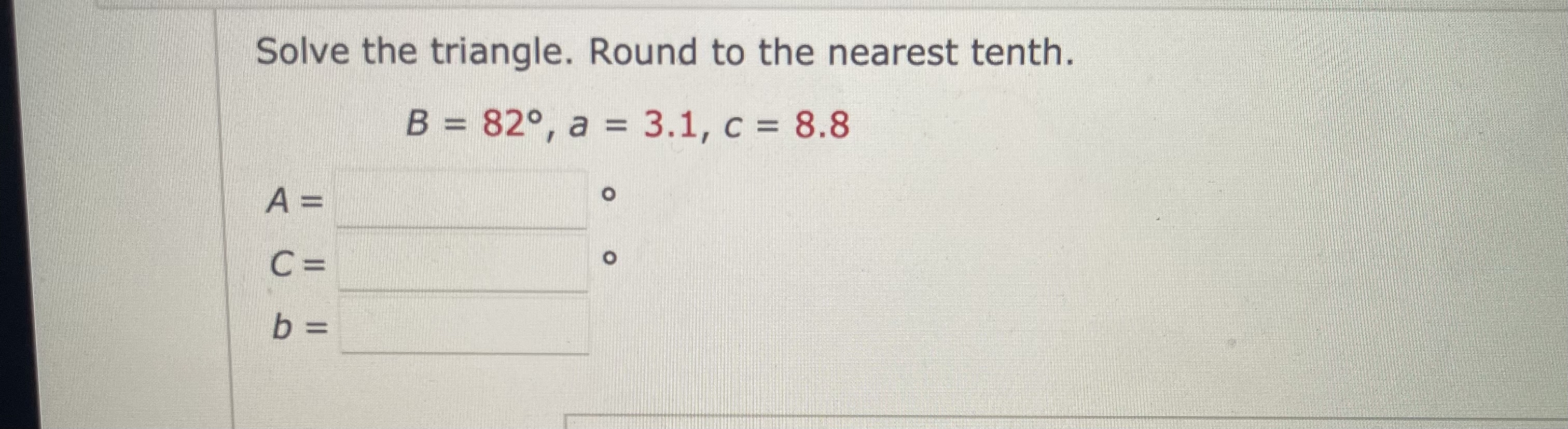 Solved Solve the triangle. Round to the nearest | Chegg.com