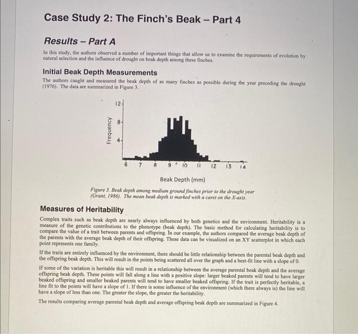 Solved Initial Beak Depth Measurements The authors caught | Chegg.com