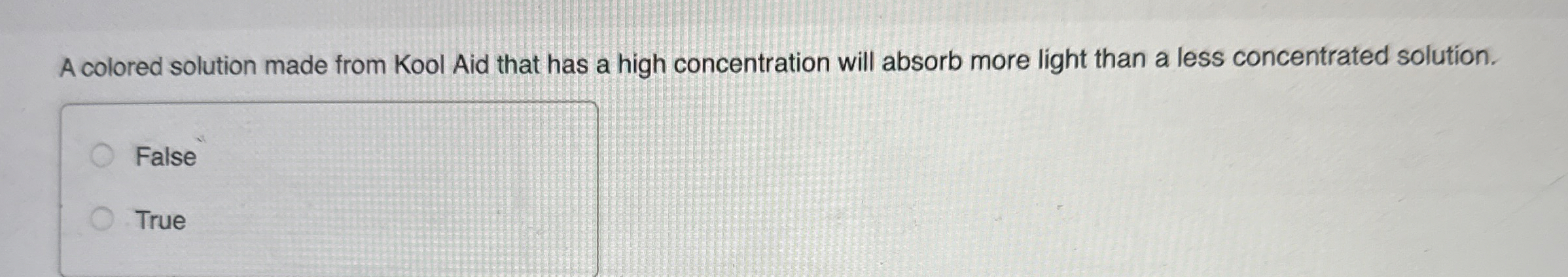 Solved A colored solution made from Kool Aid that has a high | Chegg.com