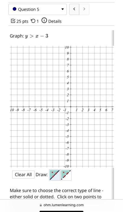Solved Graph: y>x−3 Make sure to choose the correct type of | Chegg.com