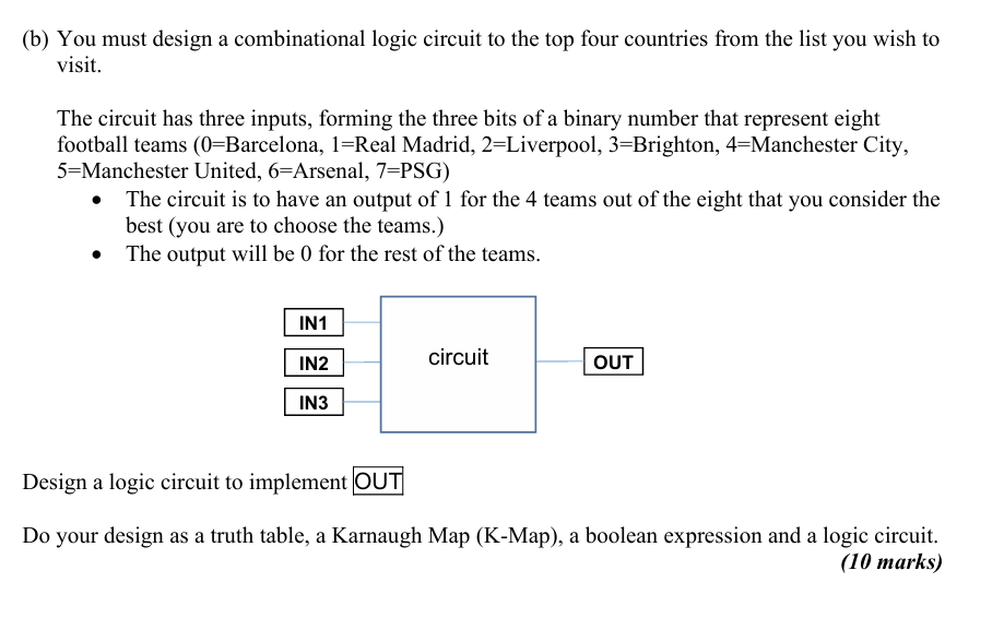 Solved (b) ﻿You must design a combinational logic circuit to | Chegg.com