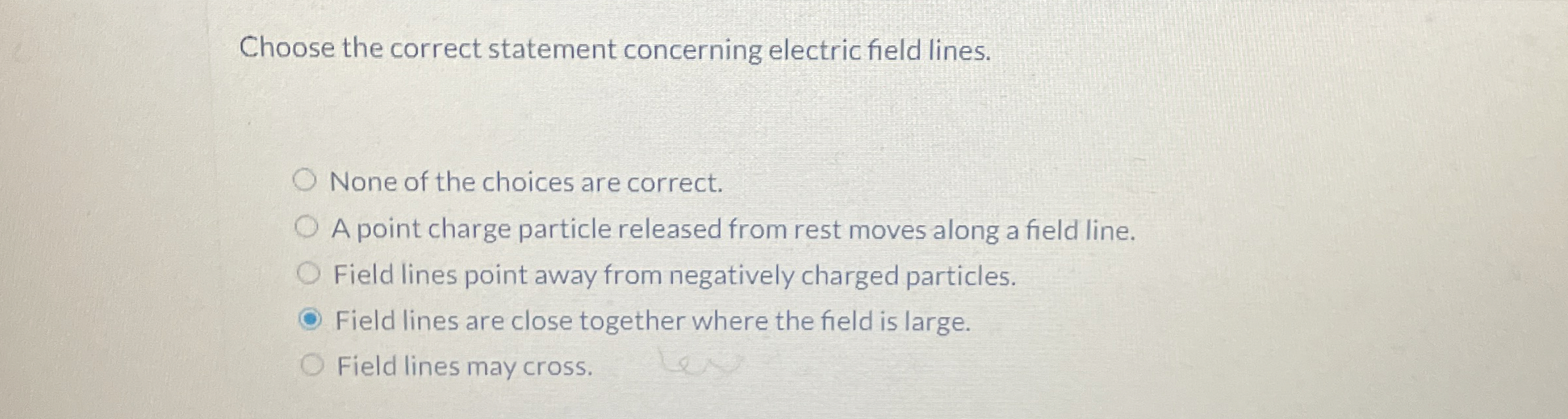 Solved Choose the correct statement concerning electric | Chegg.com