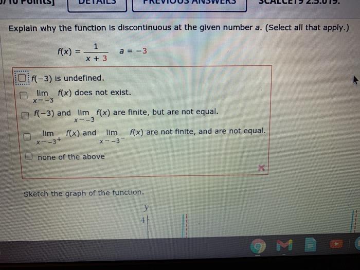 Solved Explain why the function is discontinuous at the | Chegg.com
