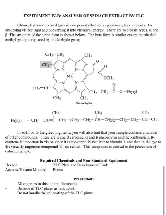 a EXPERIMENT IV - THIN-LAYER CHROMATOGRAPHY (TLC) | Chegg.com