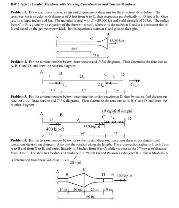 Solved HW 2 Axially Loaded Members with Varying | Chegg.com
