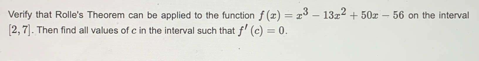Solved Verify that Rolle's Theorem can be applied to the | Chegg.com