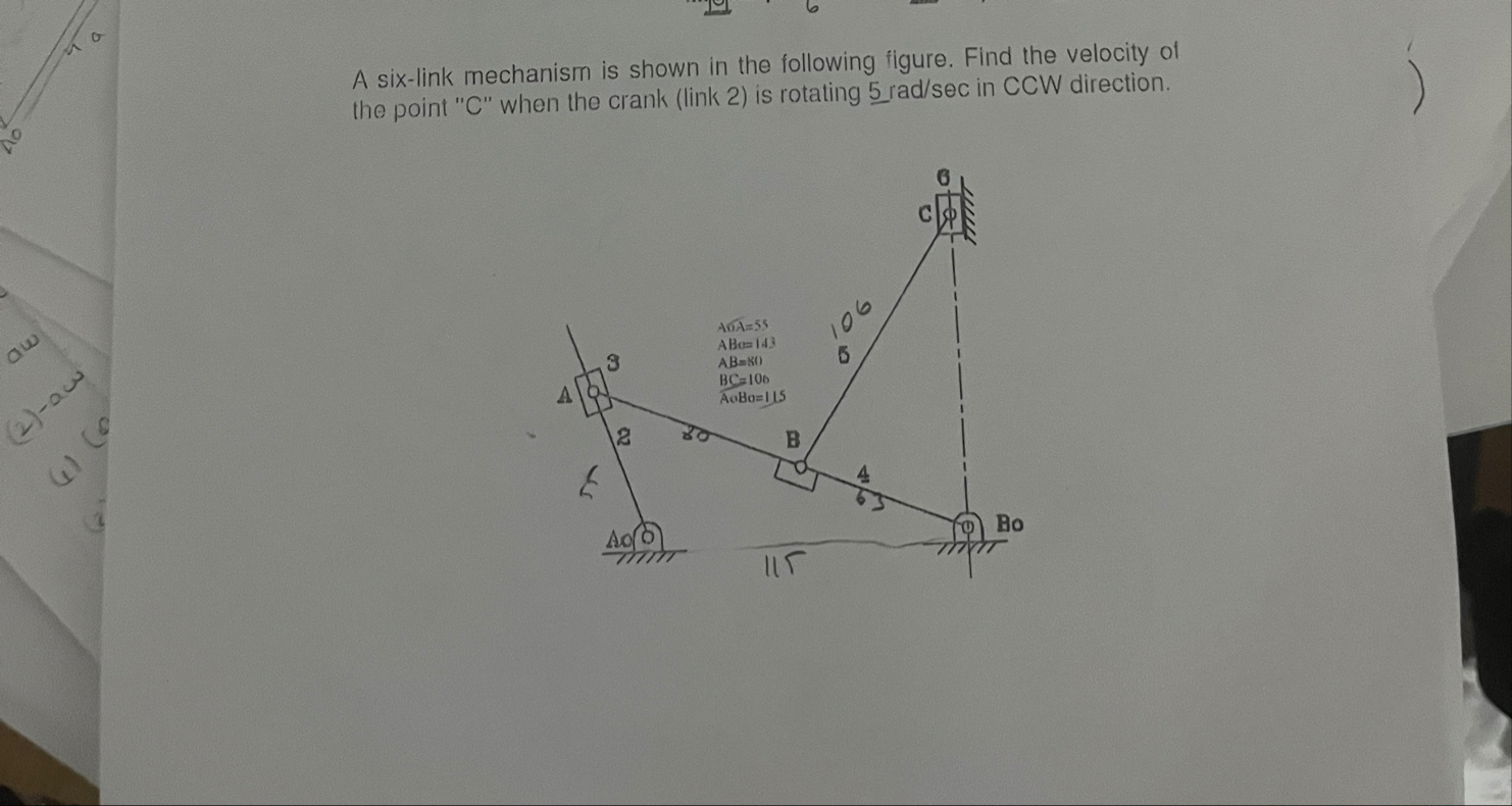 Solved A six-link mechanism is shown in the following | Chegg.com