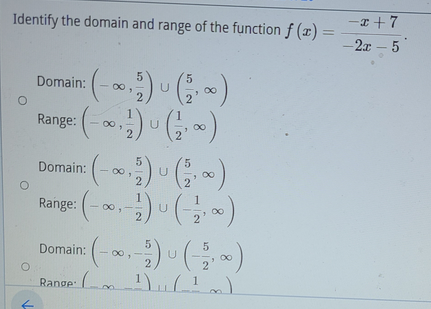 Solved Identify the domain and range of the function | Chegg.com