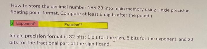 Solved How to store the decimal number 166.23 into main | Chegg.com