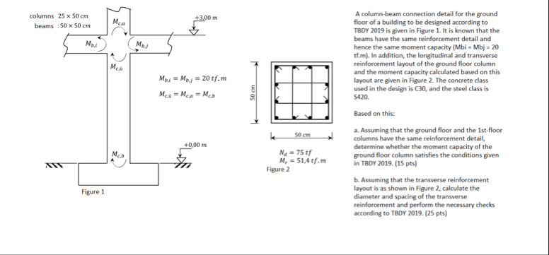 Solved Figure 1A column-beam connection detail for the | Chegg.com