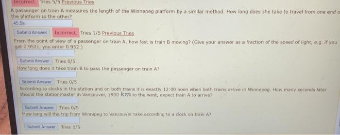 Solved Two Passing Trains Two passenger trains A and B, each | Chegg.com
