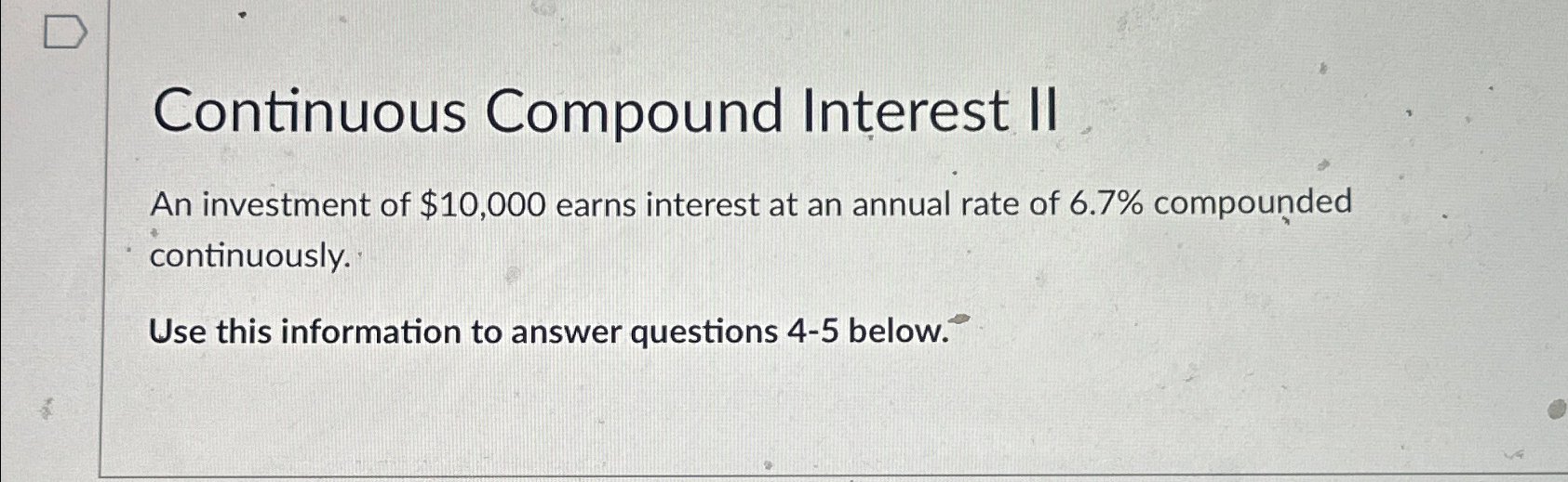 Continuous Compound Interest IIAn investment of | Chegg.com
