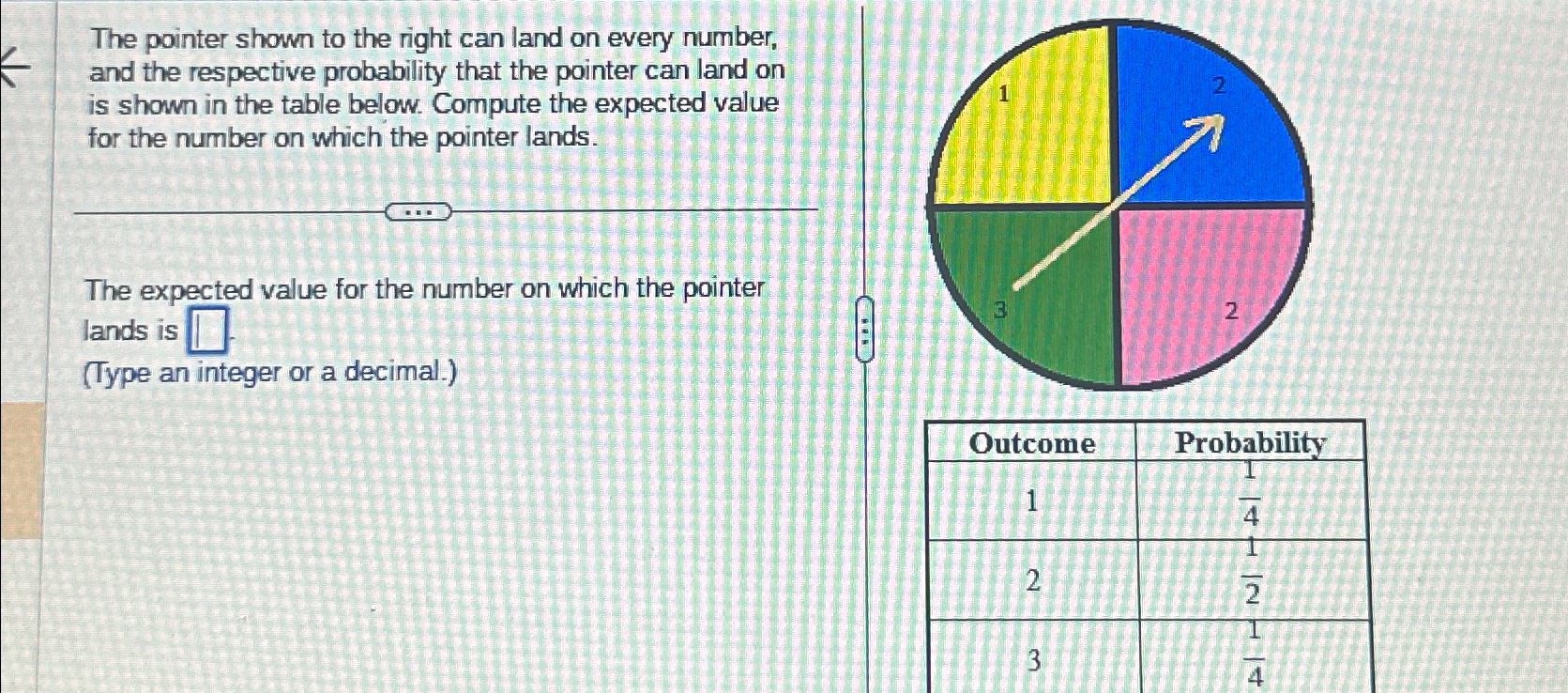 Solved The pointer shown to the right can land on every | Chegg.com