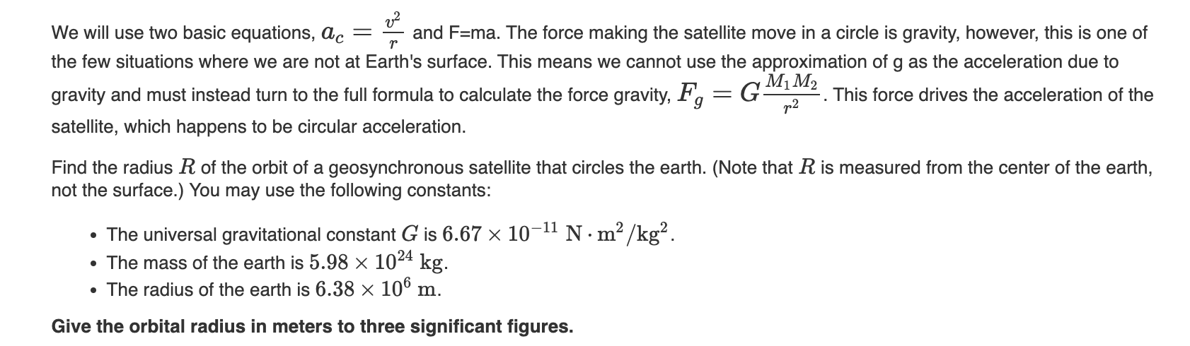Solved We will use two basic equations, ac=v2r ﻿and F=ma. | Chegg.com