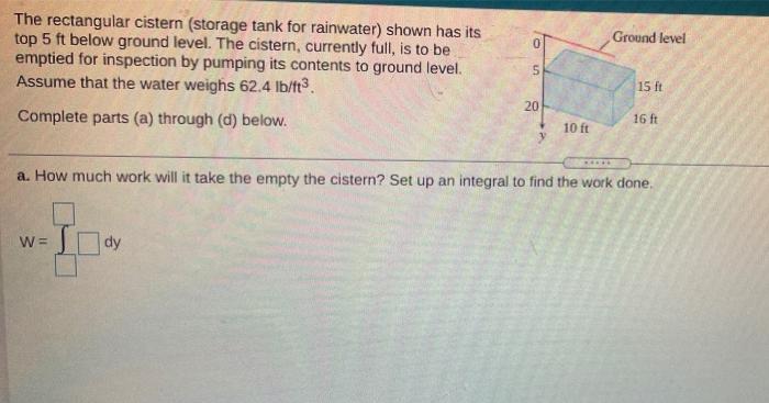 Solved 0 Ground level The rectangular cistern (storage tank | Chegg.com